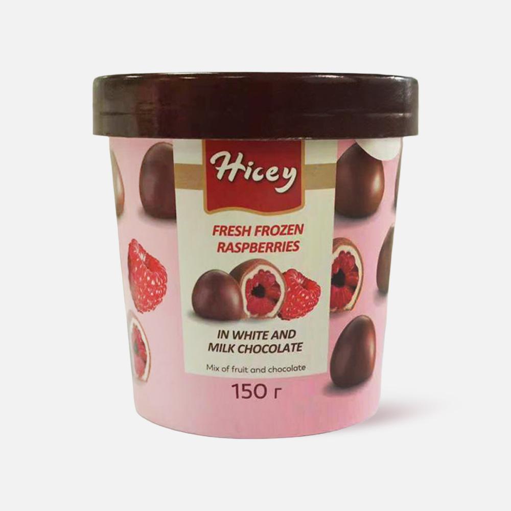 Купить Малина Hicey, в белом и молочном шоколаде, заморозка, 150 г с ...